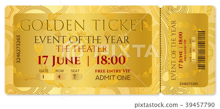 Golden ticket, golden token (tear-off ticket-插圖素材 [39457790] - PIXTA圖庫