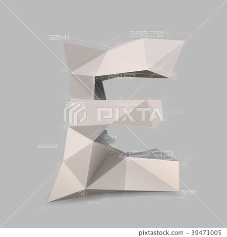 Capital latin letter E in low poly style. - Stock Illustration ...