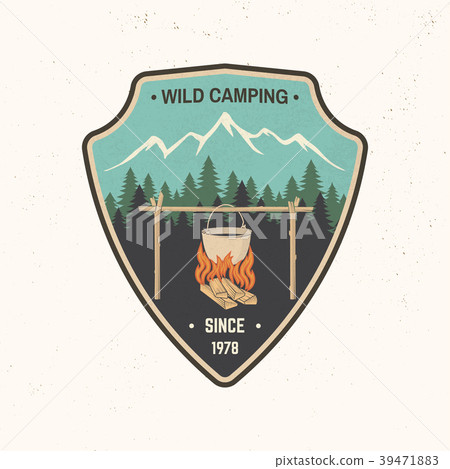 Wild Camping patch. Vector illustration - Stock Illustration [39471883 ...