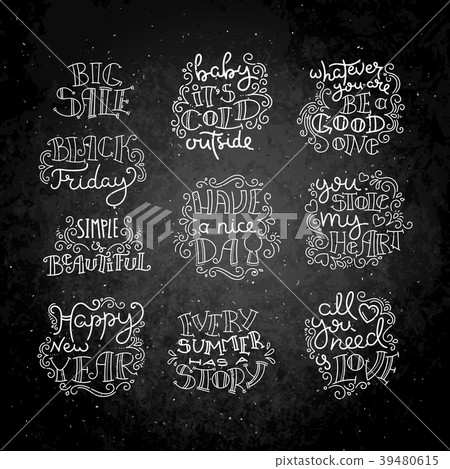 Hand drawn modern images with hand-lettering and - Stock Illustration ...