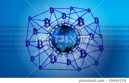 Bitcoin on World map with dotted style and glowing - Stock Illustration ...