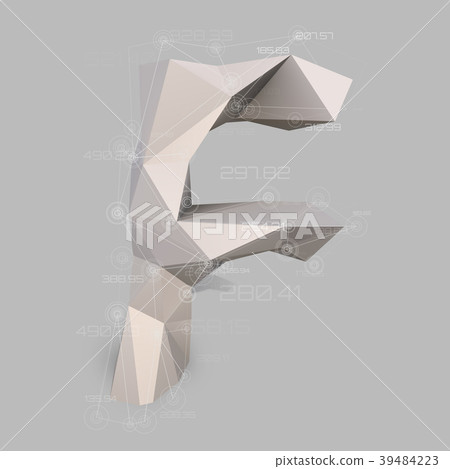 Capital latin letter F in low poly style. - Stock Illustration ...