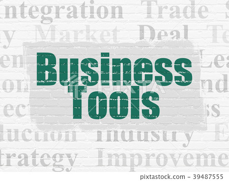 Finance concept: Business Tools on wall background - Stock Illustration ...