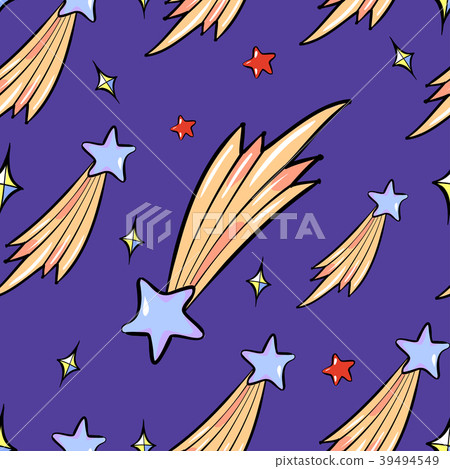 Seamless pattern of flying stars cartoon style-插圖素材 [39494549] - PIXTA圖庫