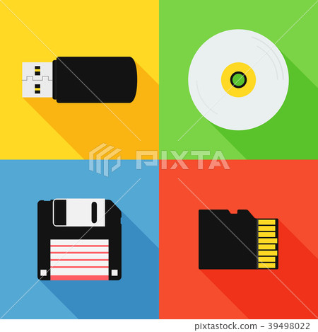 Vector icon set of data storage devices - Stock Illustration [39498022 ...