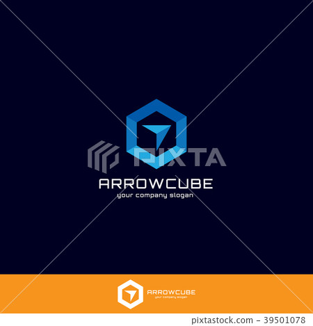 hexagon forward box arrow, abstract polygon logo - Stock Illustration ...