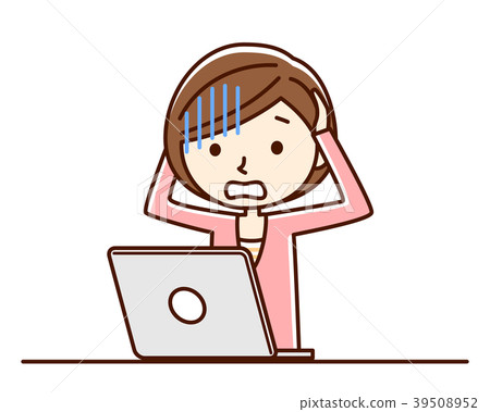 Female computer shock - Stock Illustration [39508952] - PIXTA