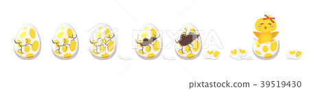chick hatch animation from egg - Stock Illustration [39519430] - PIXTA