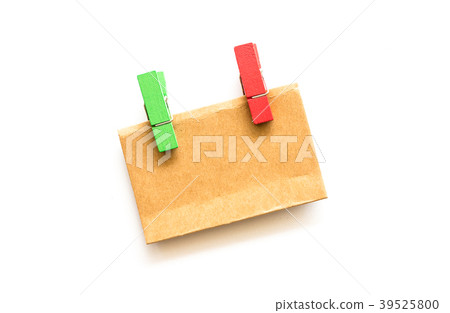 Colorful wooden pins and paper isolated - Stock Photo [39525800] - PIXTA