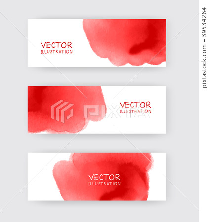 Red banners set with abstract ink wash painting - Stock Illustration ...