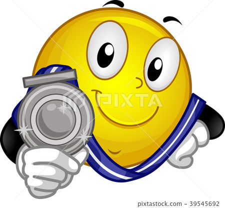 Mascot Smiley Medal Silver Illustration - Stock Illustration [39545692 ...