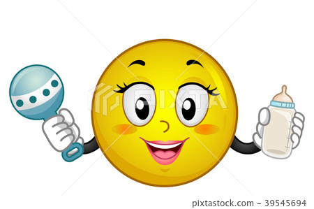 Mascot Smiley Rattle Baby Bottle Illustration - Stock Illustration ...