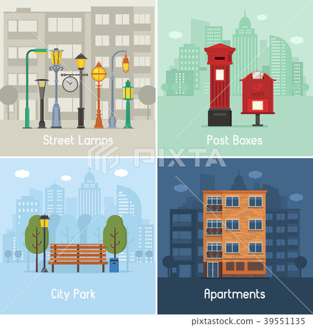 City Infrastructure Objects and Places. - Stock Illustration [39551135 ...