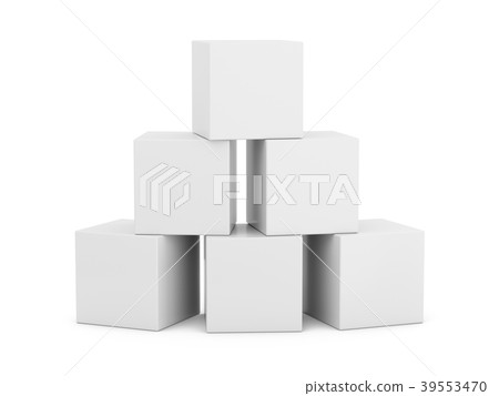 3D Rendering White Boxes on white background - Stock Illustration ...