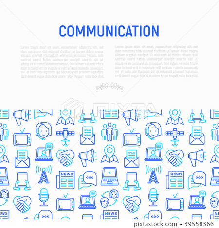 Communication concept with thin line icons - Stock Illustration ...