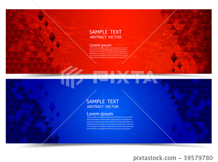 Banner red and blue color geometric abstract - Stock Illustration ...