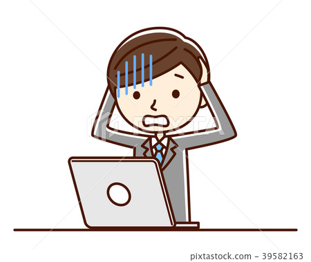 Businessman computer shock - Stock Illustration [39582163] - PIXTA