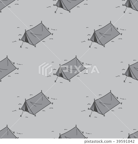 Tent Camping Picnic Seamless Pattern Vector - Stock Illustration ...