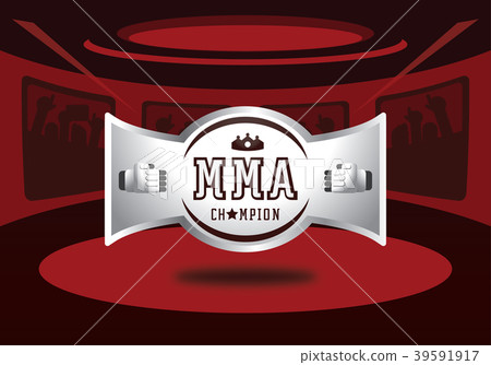 silver MMA champion badge vector illustration - Stock Illustration ...