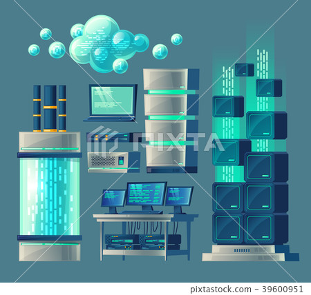 Vector set of equipment for data storage - Stock Illustration [39600951 ...