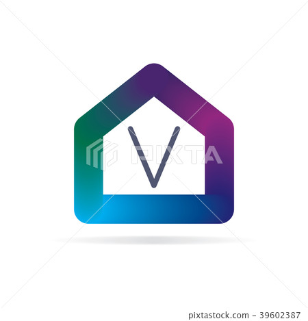 house logo with letter V sign. logo template - Stock Illustration ...