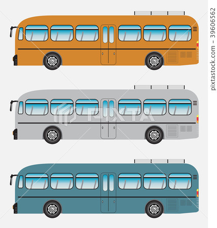 Set of Classic Bus or Intercity Bus Vector - Stock Illustration ...