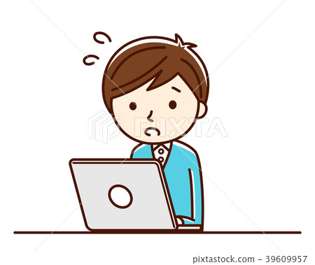 Male computer impatience - Stock Illustration [39609957] - PIXTA