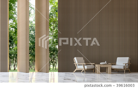 Modern living room with open window 3d render - Stock Illustration ...
