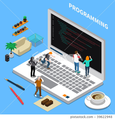 Programming Miniature Isometric Concept - Stock Illustration [39622948 ...