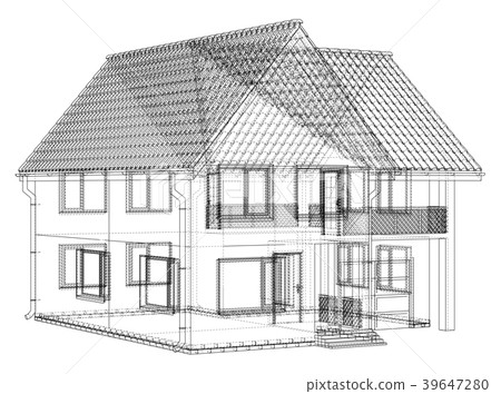 House wire blueprint - isolated over a white - Stock Illustration ...