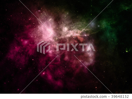 Star field in space and a nebulae. 3D rendering - Stock Illustration ...