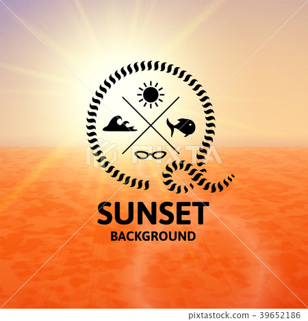 Light brown sunset with orange water sea surface - Stock Illustration ...