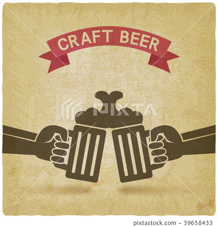 craft beer banner. hands with beer mugs - Stock Illustration [39658433 ...