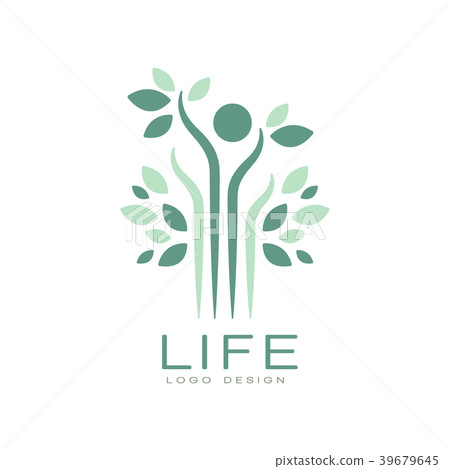 Green life logo with leaves and abstract human - Stock Illustration ...