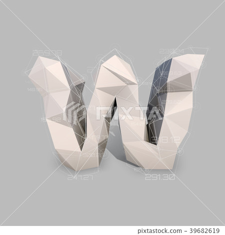 Capital latin letter W in low poly style. - Stock Illustration ...