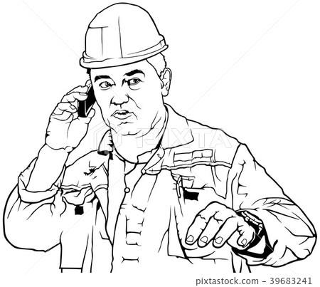 Worker in Work Suit Calls - Stock Illustration [39683241] - PIXTA
