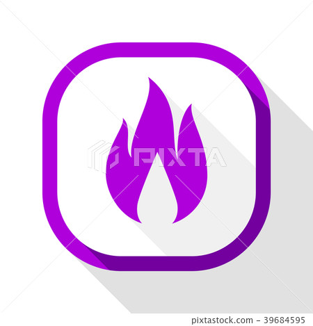 Fire flame, colored icon with shadow on a rounded - Stock Illustration ...