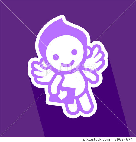 Colored sticker angel on violet background, vector - Stock Illustration ...