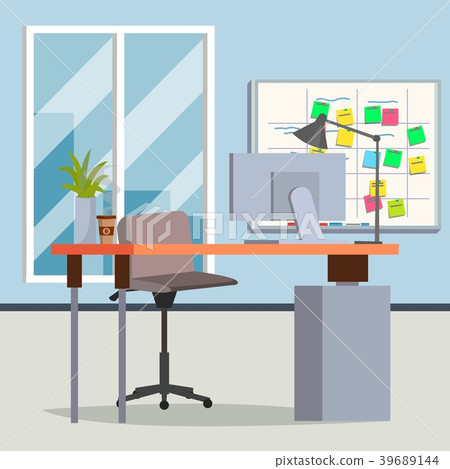 Office Interior Vector. Modern Workplace. Interior - Stock Illustration ...