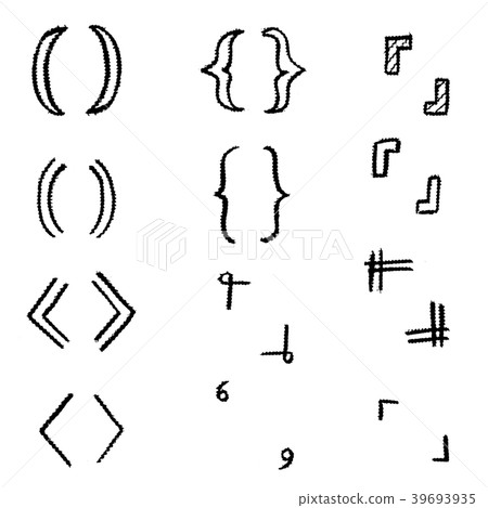 Handwritten material of chalk and crayon Bracket 1 - Stock Illustration ...