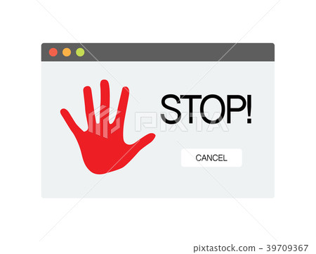 Stop Sign on Computer Screen. Vector Symbol - Stock Illustration ...