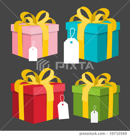 Paper Gift Boxes Set. Vector Present Box. - Stock Illustration ...
