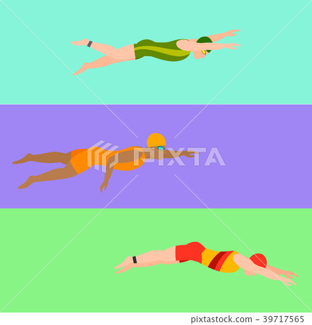 Swimming vector people style scheme different - Stock Illustration ...