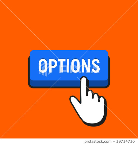 Hand Mouse Cursor Clicks the Options Button. - Stock Illustration ...