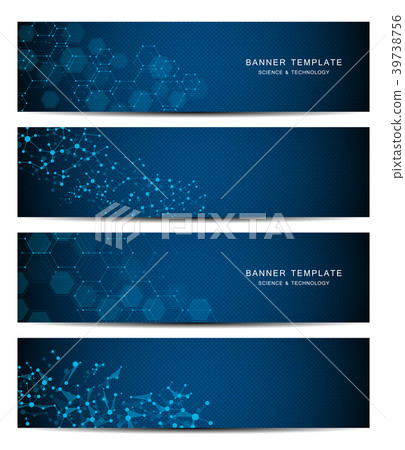 Science and technology banners. Molecular and - Stock Illustration ...