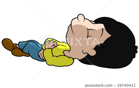 Sleeping Boy on a Ground - Stock Illustration [39740421] - PIXTA
