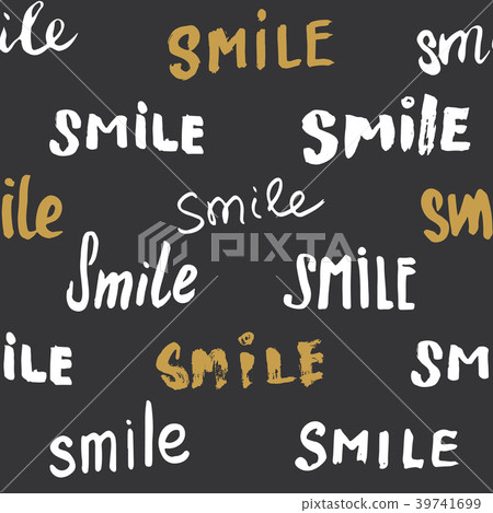 Smile lettering seamless pattern Hand drawn vector - Stock Illustration ...