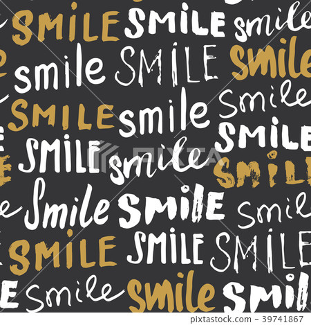 Smile lettering seamless pattern Hand drawn vector - Stock Illustration ...