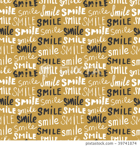Smile lettering seamless pattern Hand drawn vector - Stock Illustration ...