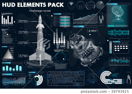 Space launch rockets, elements set HUD, dashboards - Stock Illustration ...